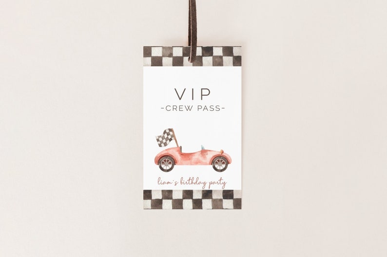 VIP Crew Pass Editable Template Two Fast Vintage Race Car - Etsy