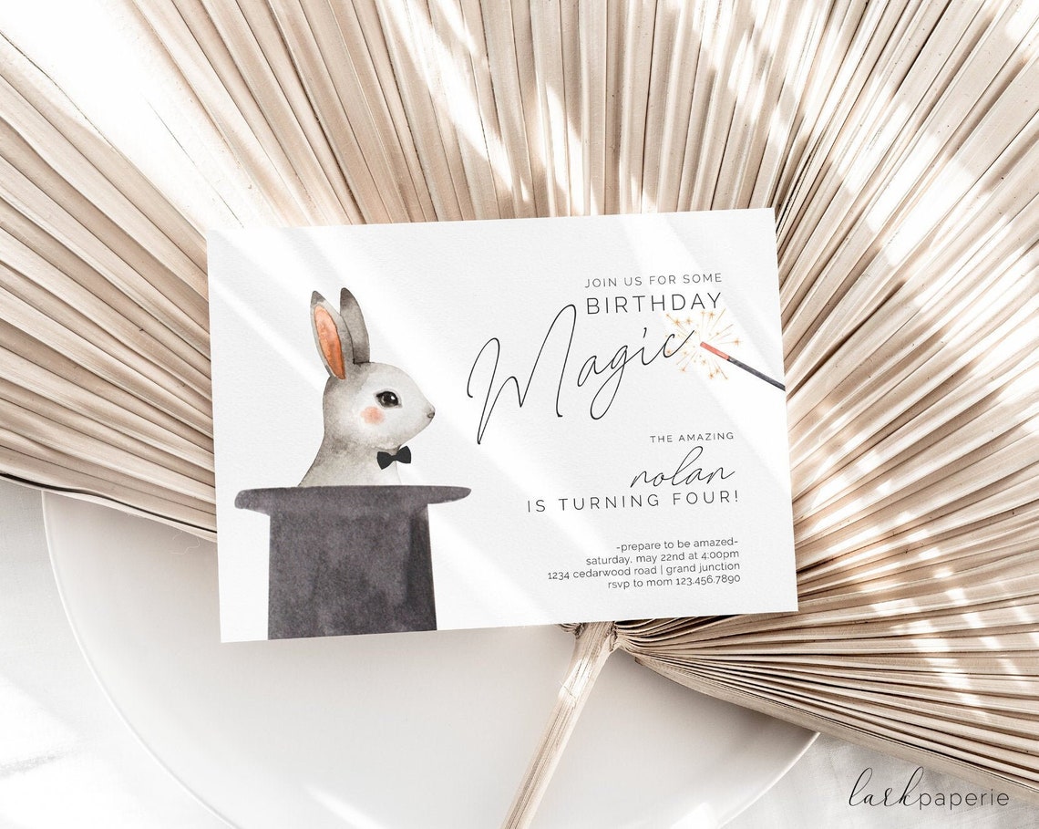 Magic Show Birthday Invitation Editable Template Magician - Etsy