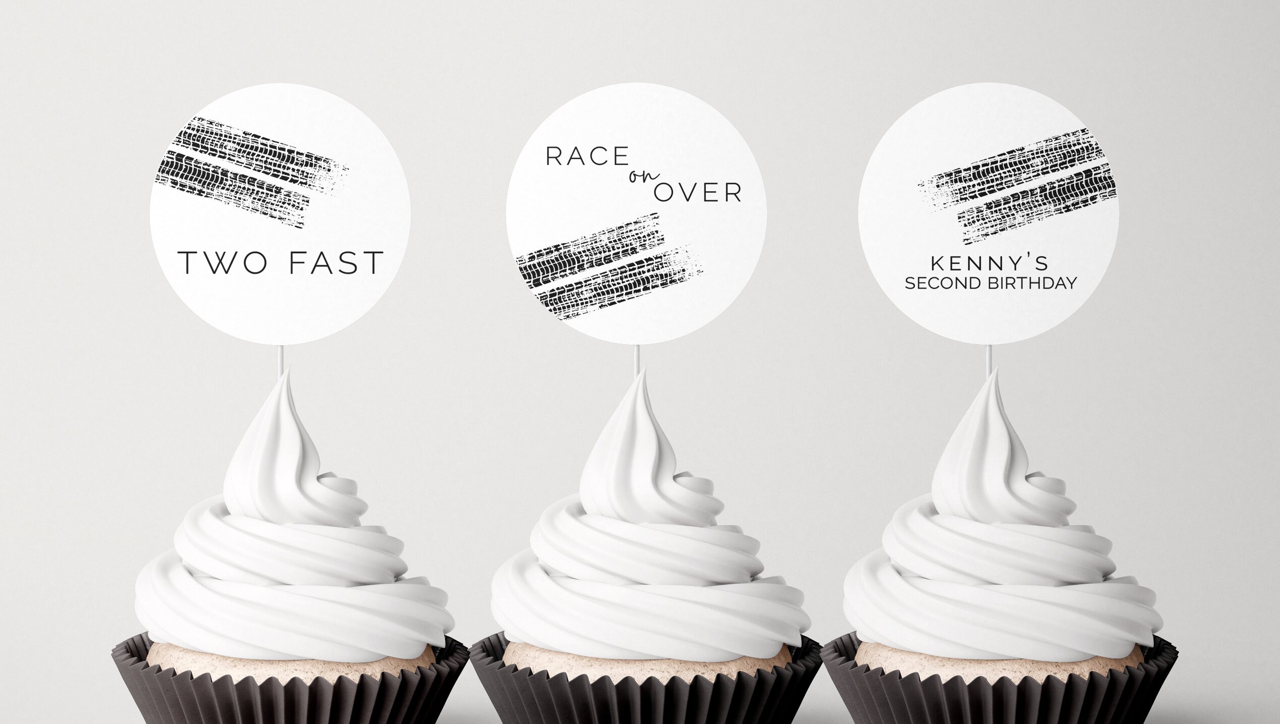 Two Fast Racing Cupcake Toppers, Editable Template, Race Car Tracks ...