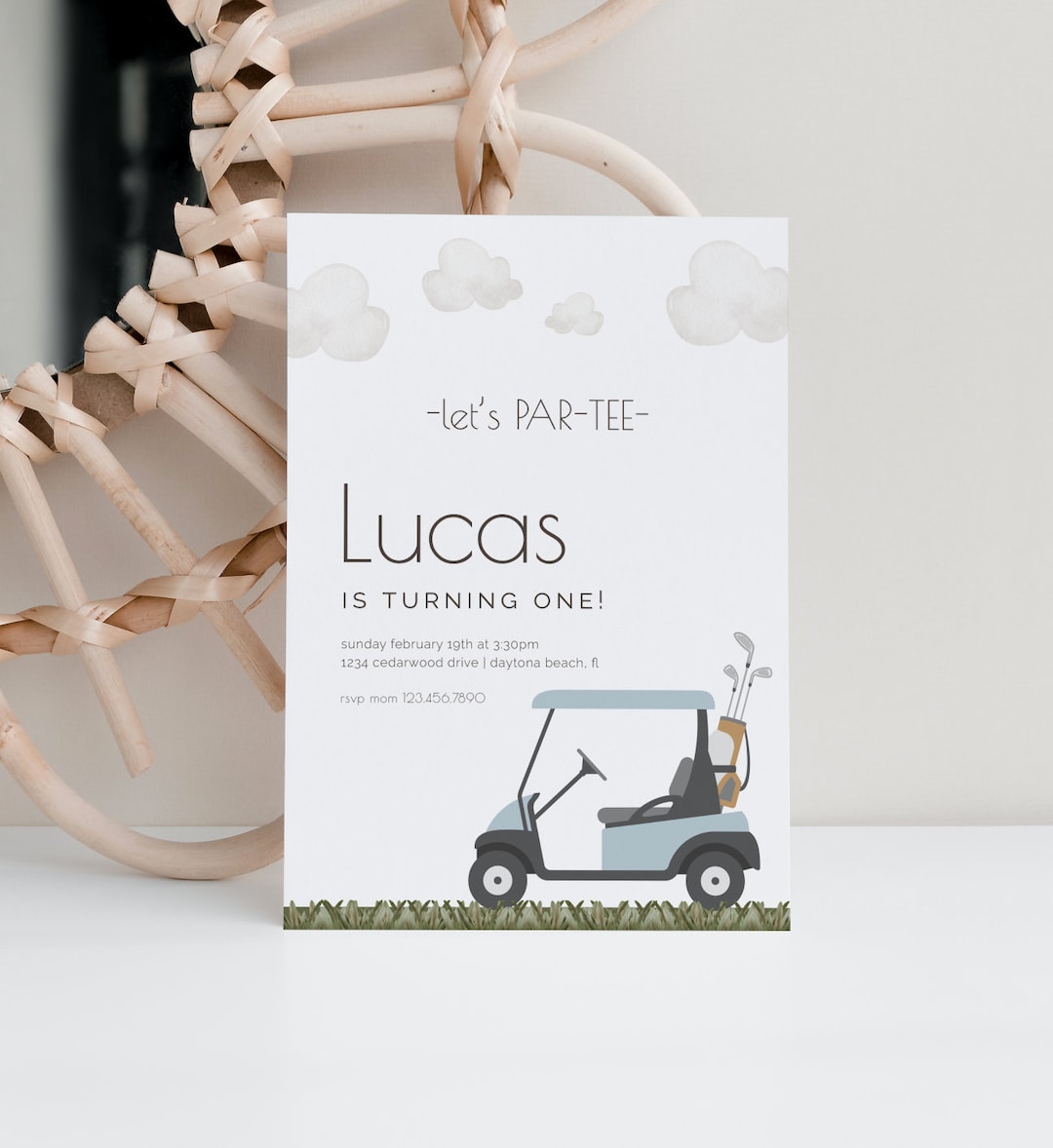 Golf First Birthday Invitation, Editable Template, Hole in One, Golf ...