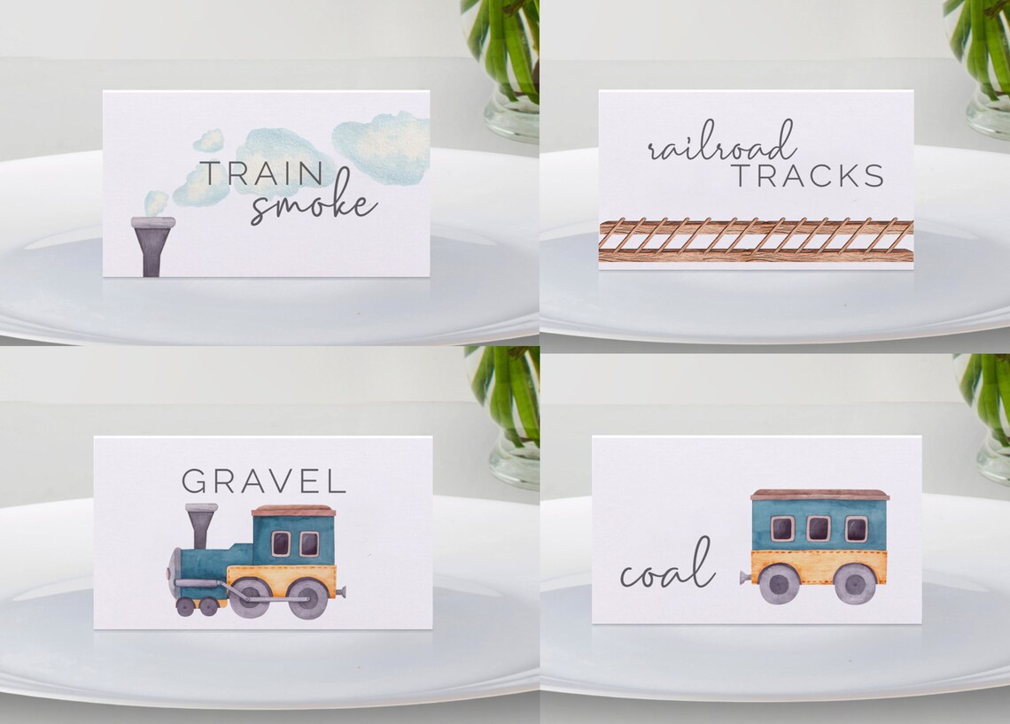 Train Theme Food Tent Labels, Editable Template, Steam Locomotive ...