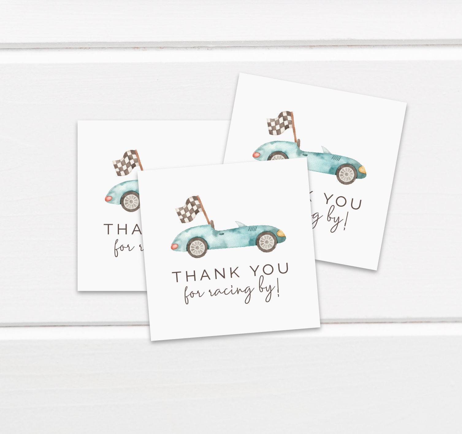 Racing Thank You Tags Editable Template Blue Race Car Thank | Etsy
