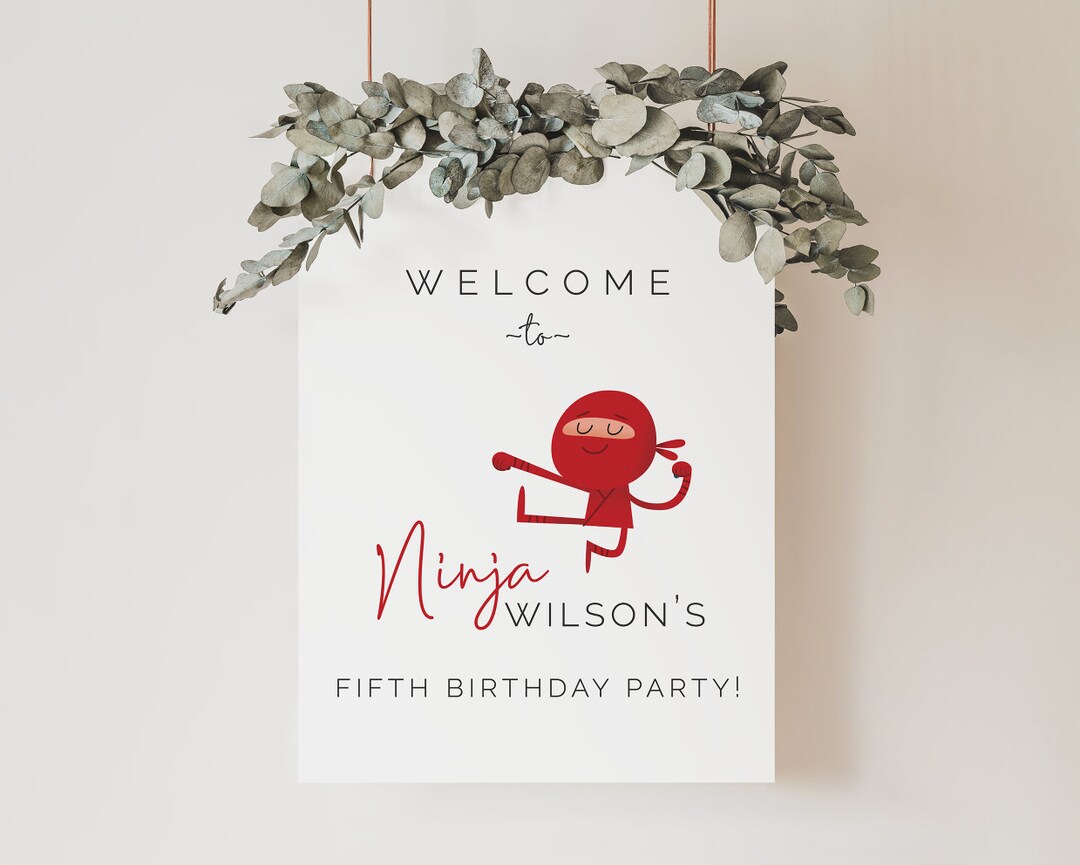 Ninja Welcome Sign, Editable Template, Ninja Style Birthday Sign ...