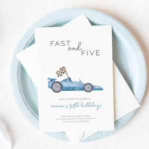 Fast and Five Birthday Invitation, Editable Template, Turning 5 ...