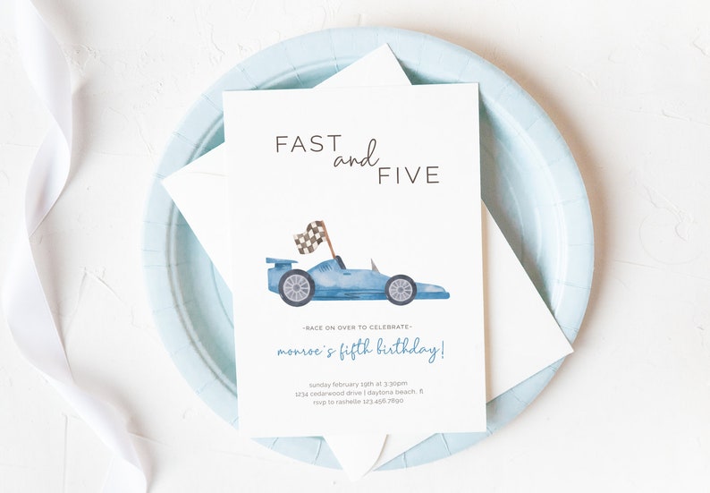 Fast and Five Birthday Invitation Editable Template Turning - Etsy