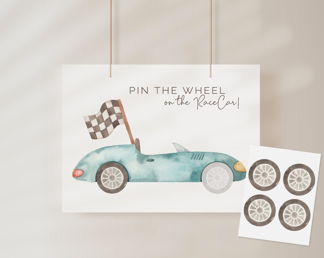 Pin the Wheel on the Race Car, Editable Template, Two Fast Poster ...