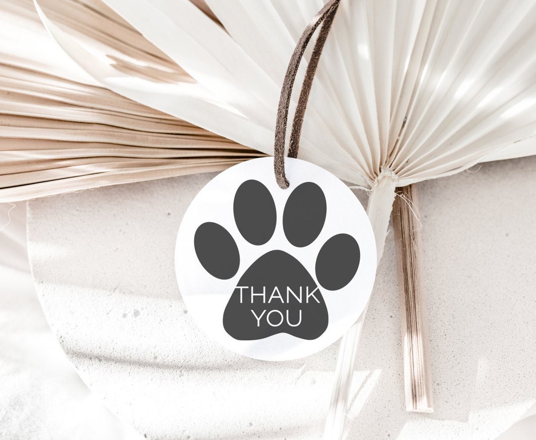 Paw Print Thank You Tags, Editable Template, Dog Foot Print Thank You ...