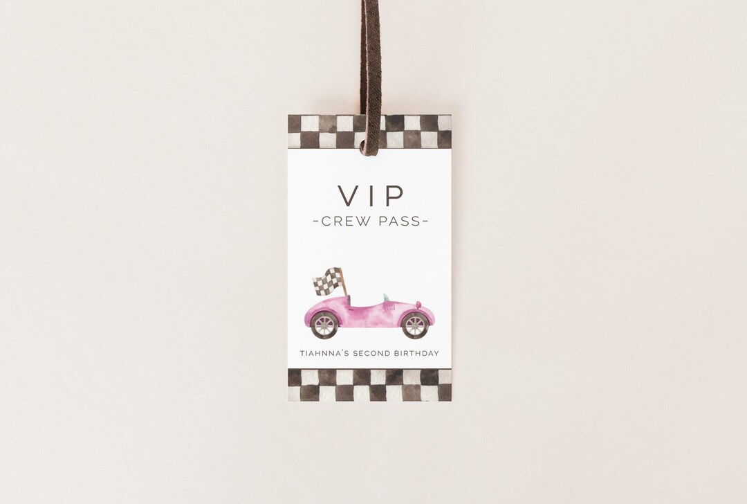 VIP Crew Pass, Editable Template, Two Fast Vintage Race Car Party, Two ...