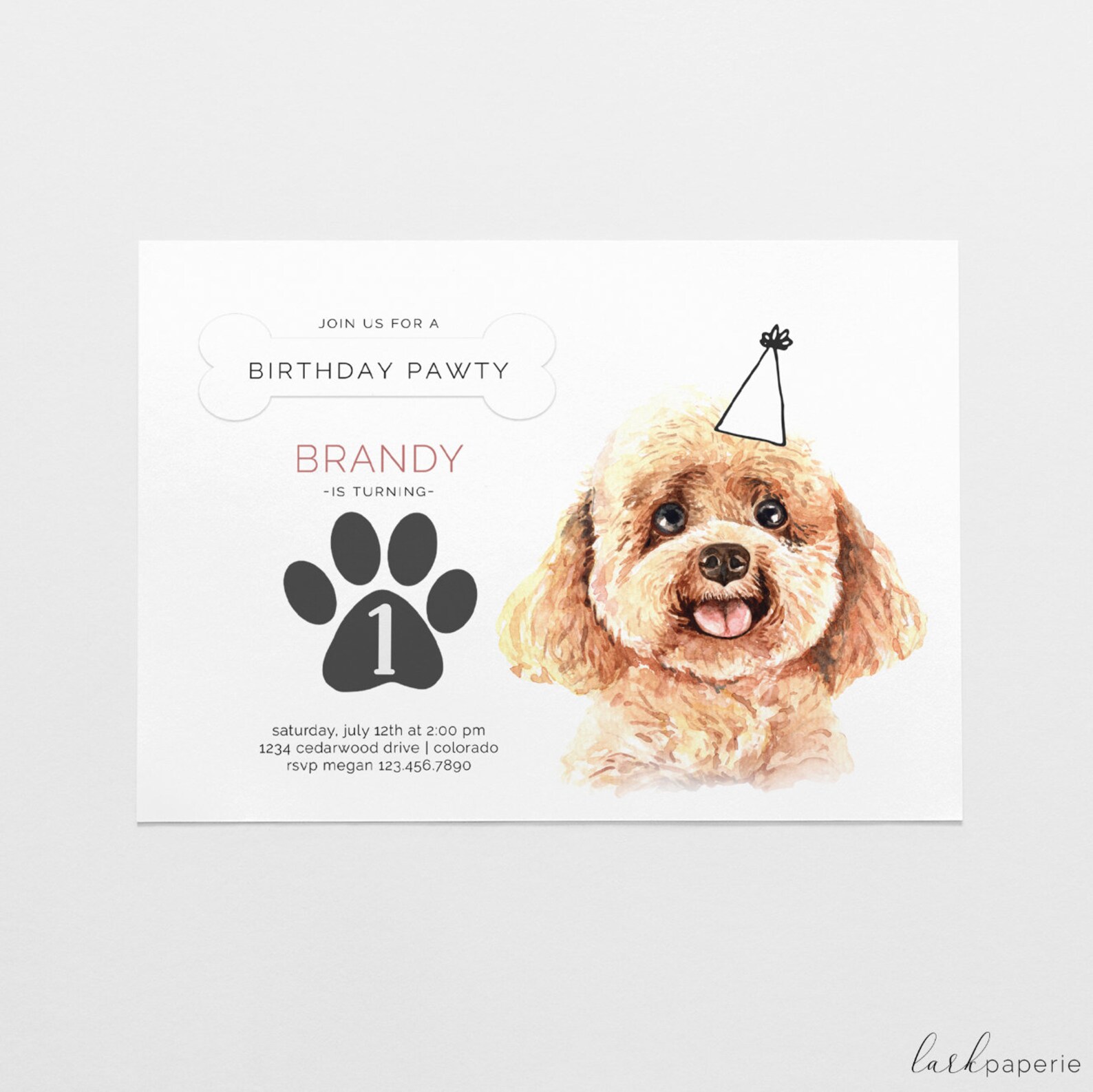 Poodle Birthday Invitation Editable Template Puppy Dog Party - Etsy