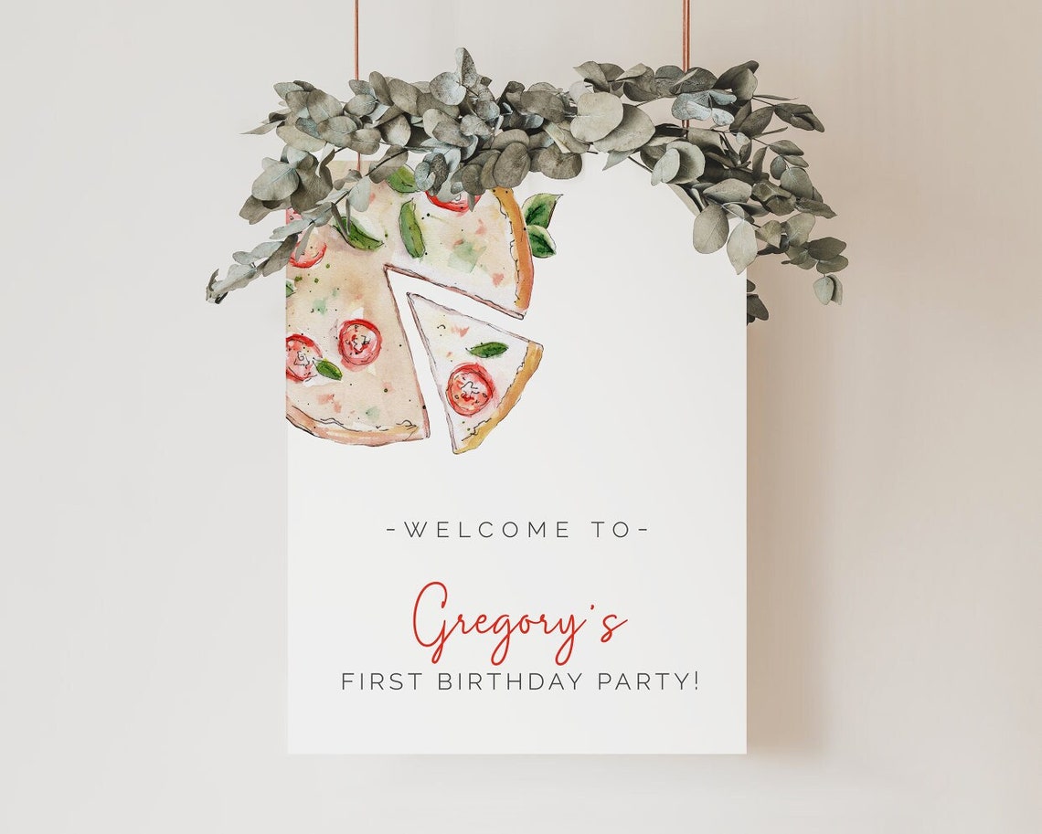 Pizza Party Welcome Sign Editable Template Slice of Fun - Etsy