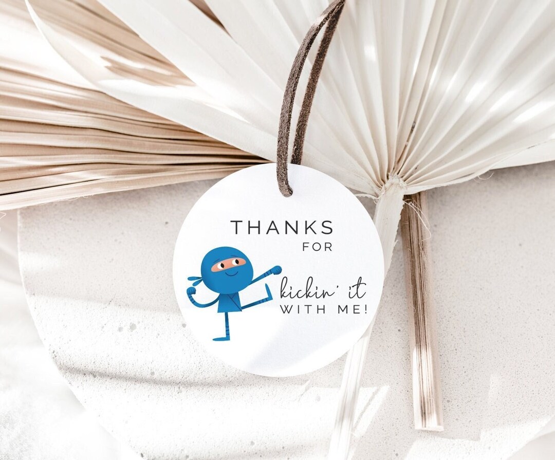 Ninja Thank You Tags, Warrior Birthday Labels, Editable Template, Ninja ...