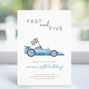 Fast and Five Birthday Invitation, Editable Template, Turning 5 ...