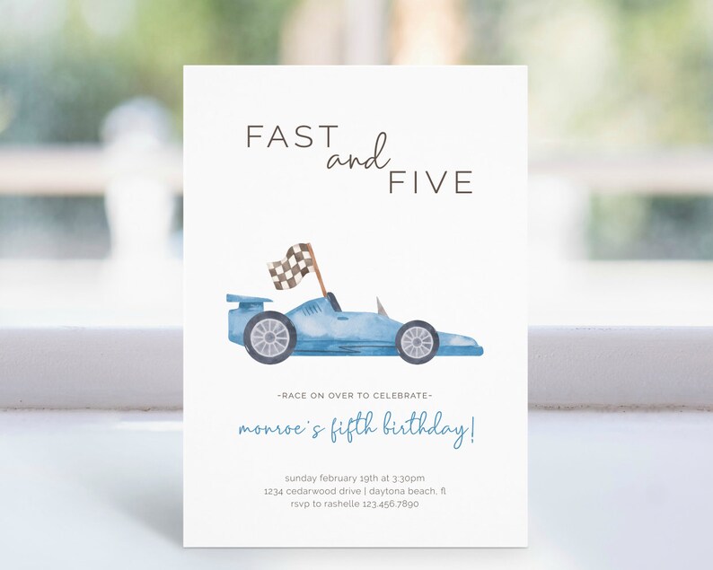 Fast and Five Birthday Invitation Editable Template Turning - Etsy