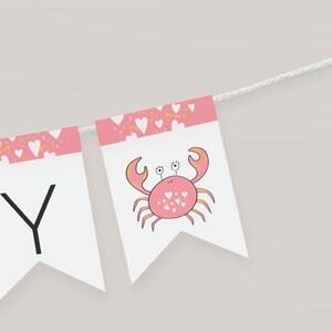 Crab Happy Birthday Banner, Editable Template, Happy Birthday Garland ...