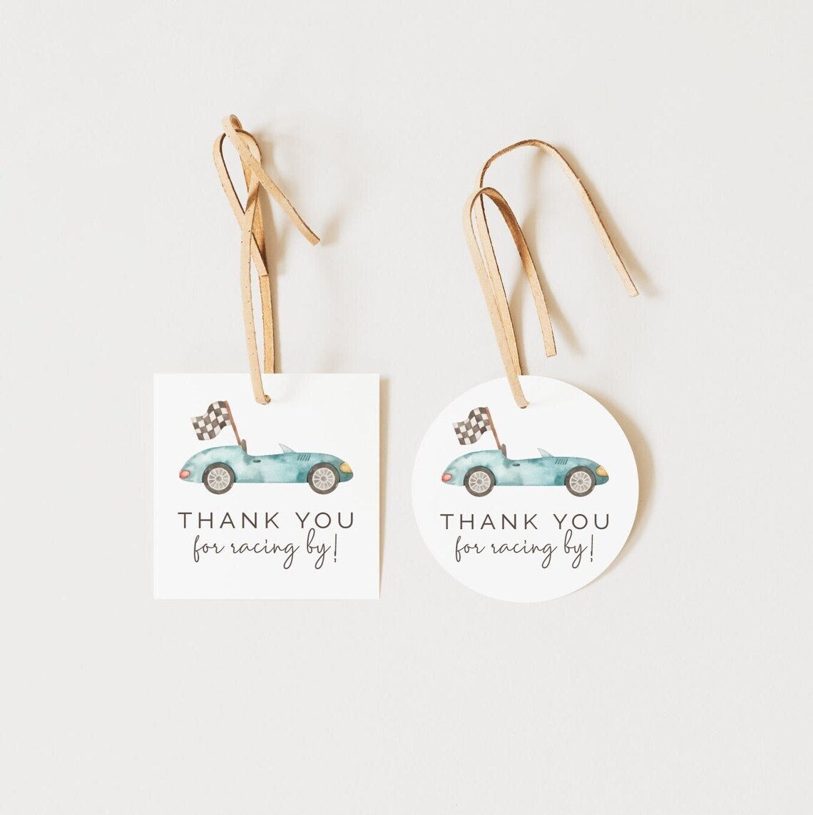 Racing Thank You Tags, Editable Template, Blue Race Car Thank You Favor ...