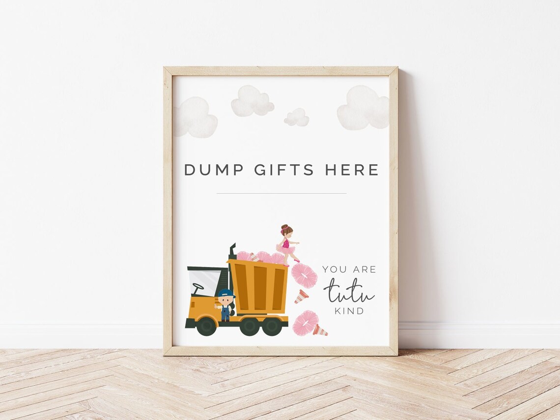 Dump Gifts Here Table Sign, Editable Template, Tutu Kind Sign, Food ...
