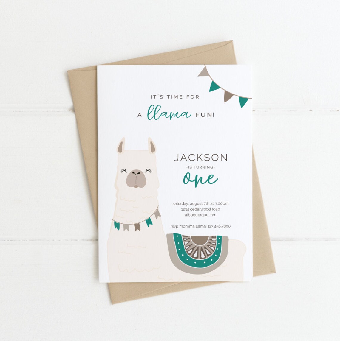 Llama Birthday Invitation Editable Template A Llama Fun - Etsy