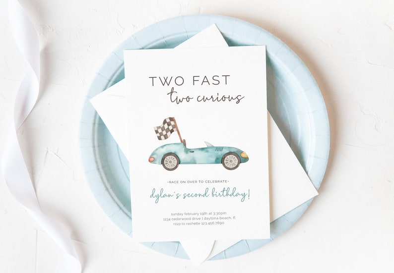 Two Fast Two Curious Birthday Invitation Editable Template - Etsy