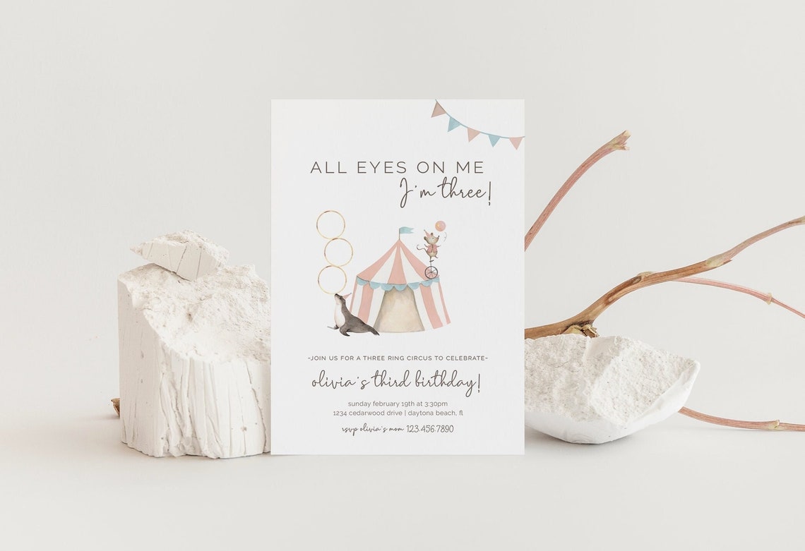 Three Ring Circus Birthday Invitation, Editable Template, All Eyes on ...