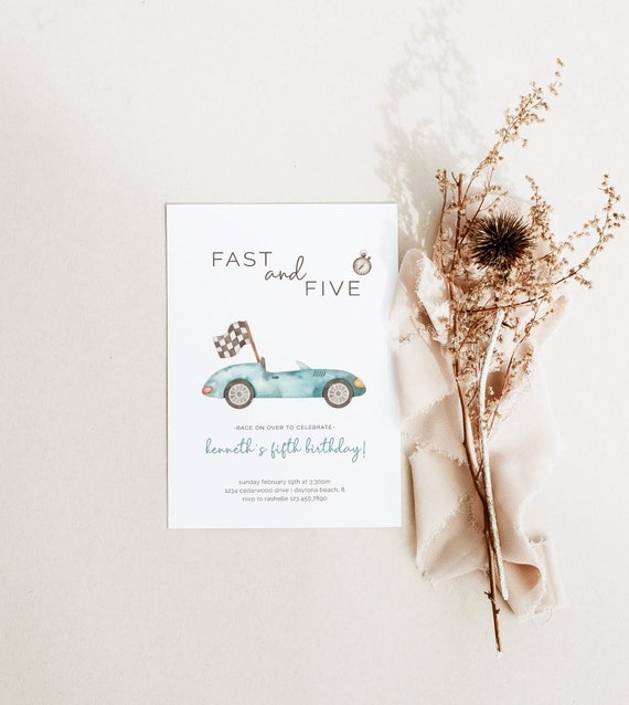 Fast and Five Birthday Invitation Editable Template Turning - Etsy