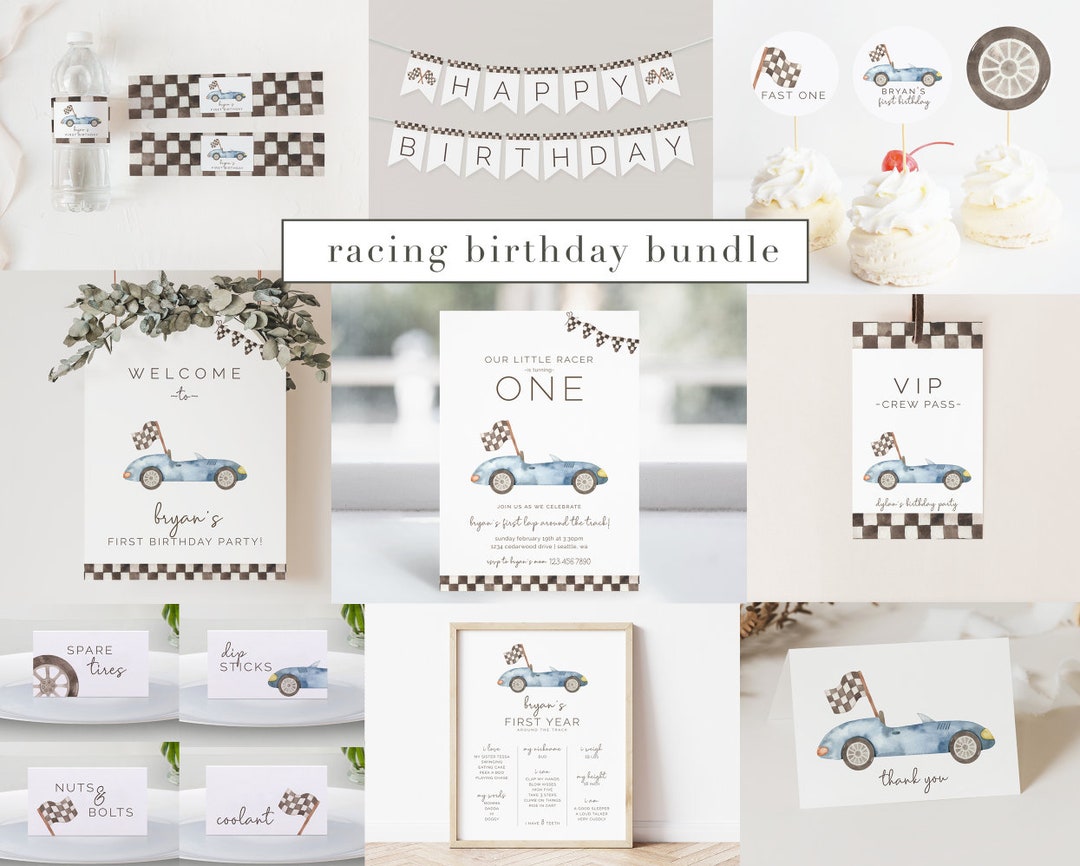 First Lap Birthday Bundle Set Editable Template FAST ONE - Etsy