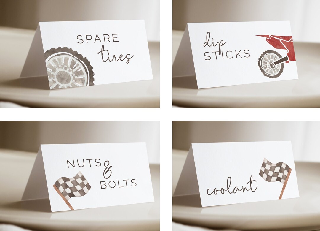 Red Dirt Bike Food Tent Labels, Editable Template, Vintage Racing Flags ...