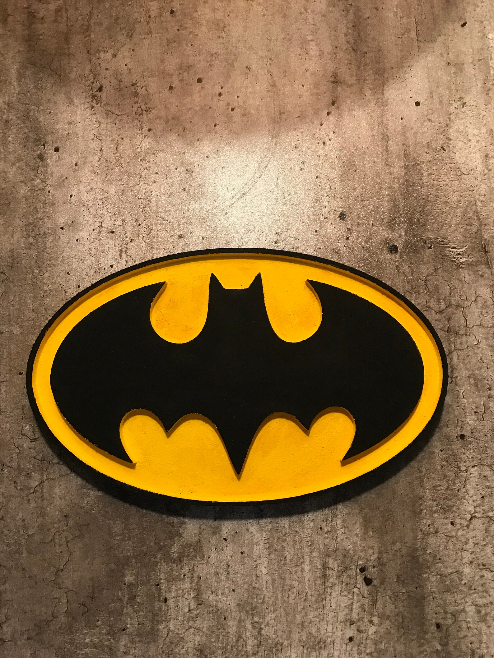 Batman Symbol Wood Carved Sign Hand Painted Wall Art | Etsy