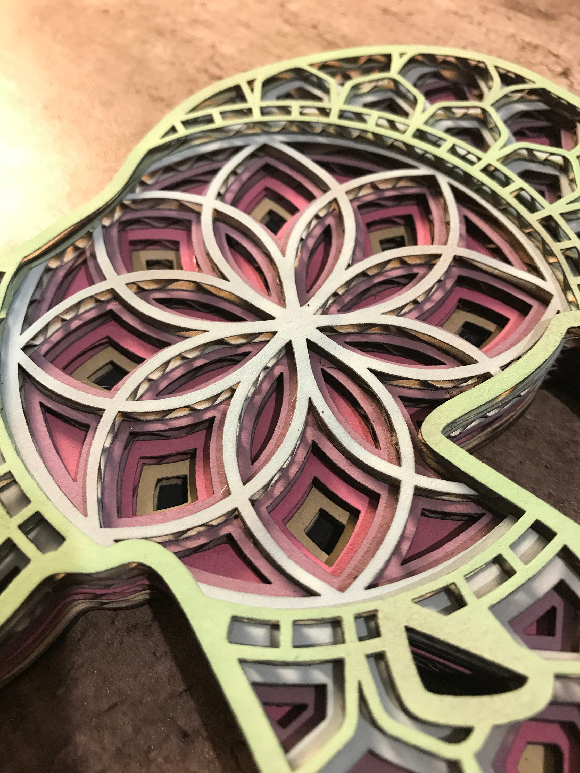 3D Elephant Mandala Layered Cardboard Mandala art | Etsy