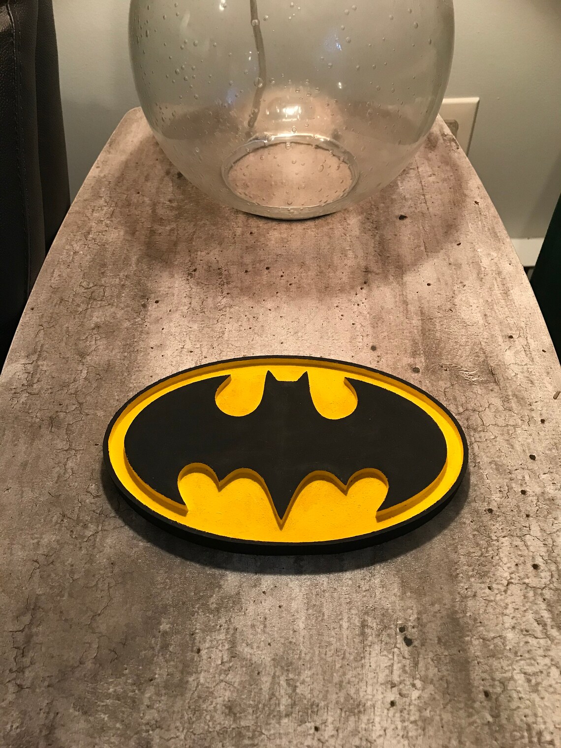 Batman Symbol Wood Carved Sign Hand Painted Wall Art | Etsy