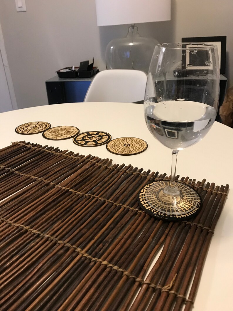 Theme Park Manhole Coasters Disney Manhole Covers Wood | Etsy