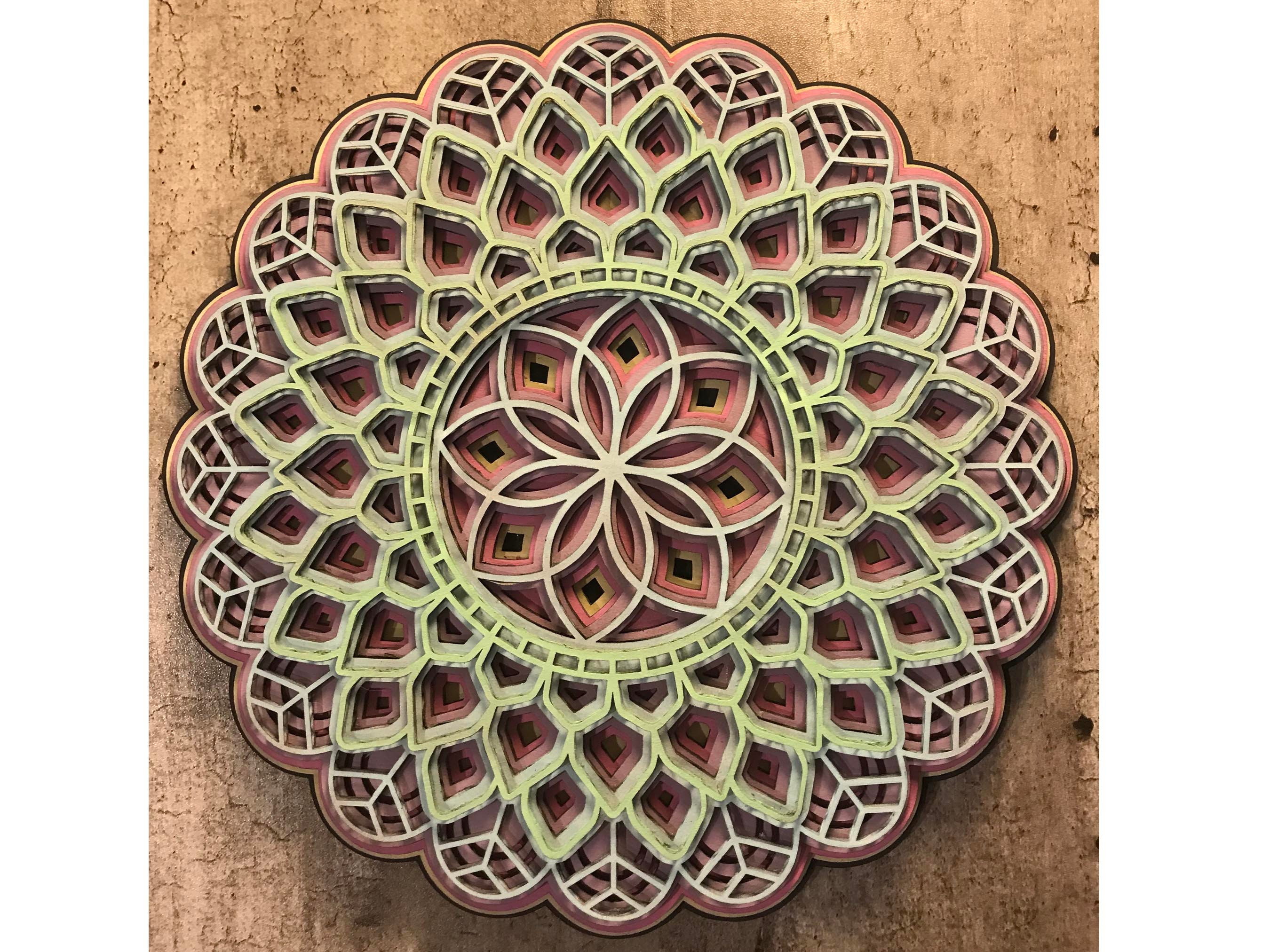 3D Mandala 2 Layered Cardboard Geometric Design Floral Pattern Gift ...