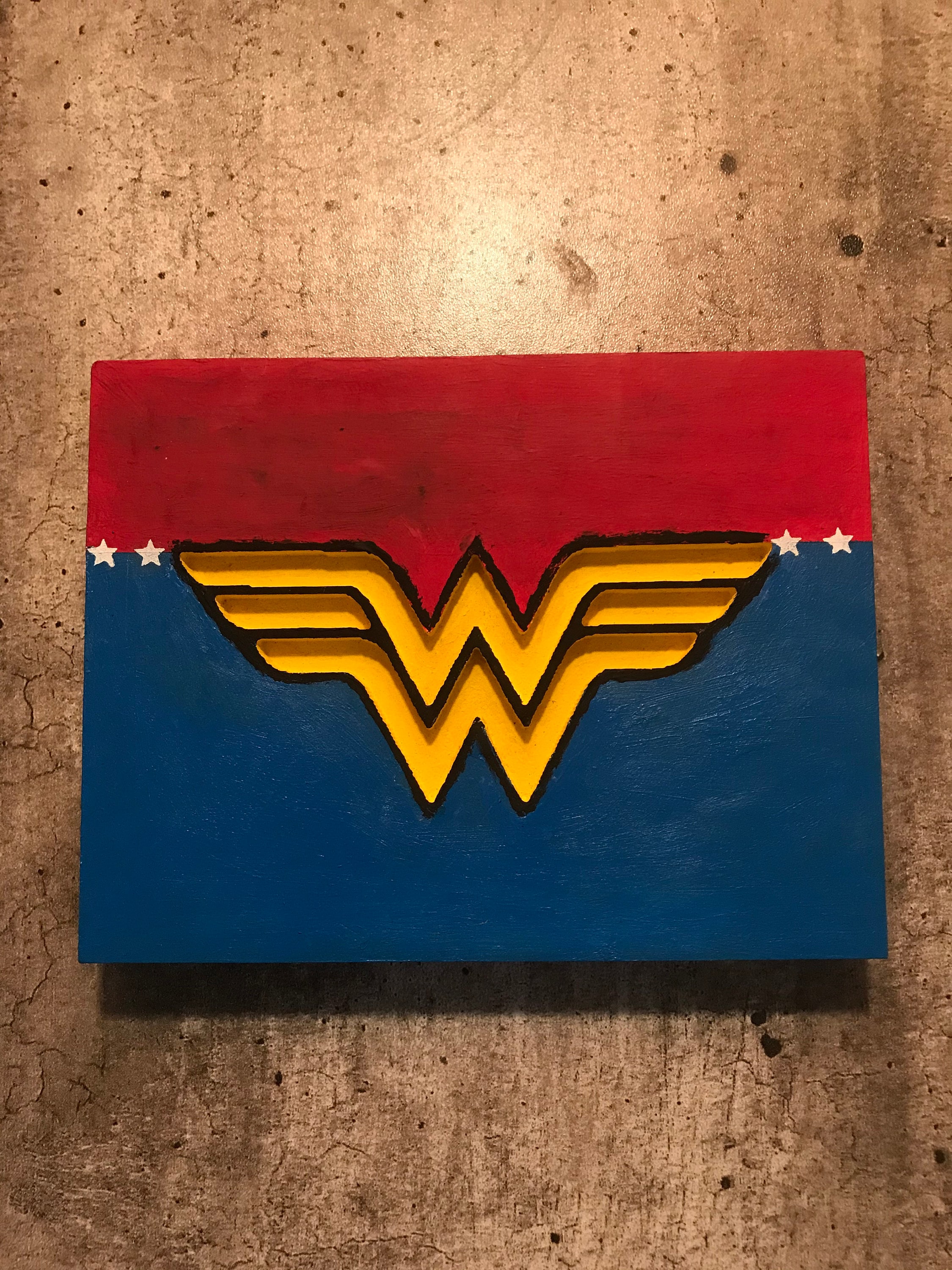 Wonder Woman Symbol Wood Carved Sign Hand Painted Wall Art - Etsy UK