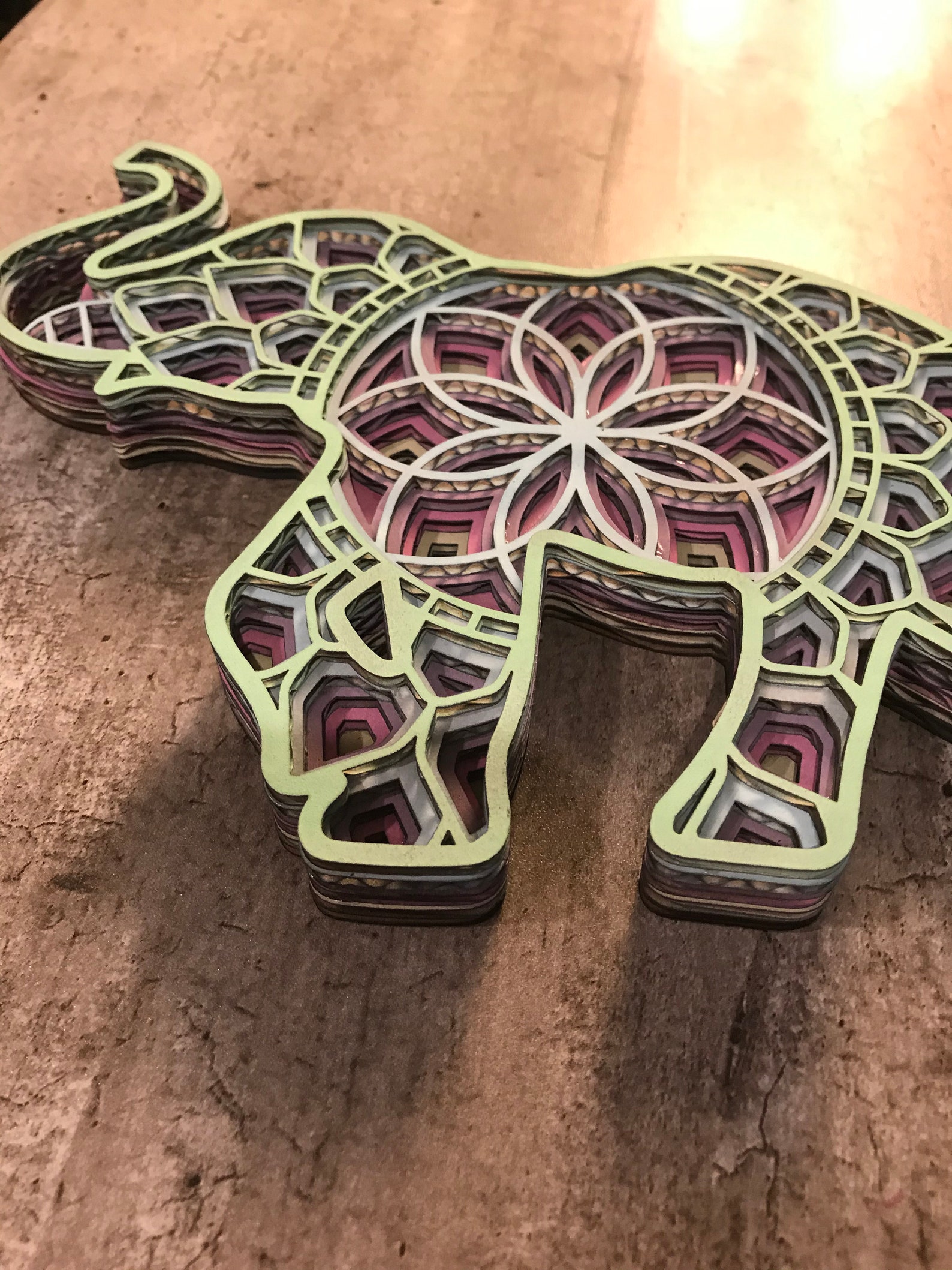 3D Elephant Mandala | Layered Cardboard | Mandala Art | Geometric ...