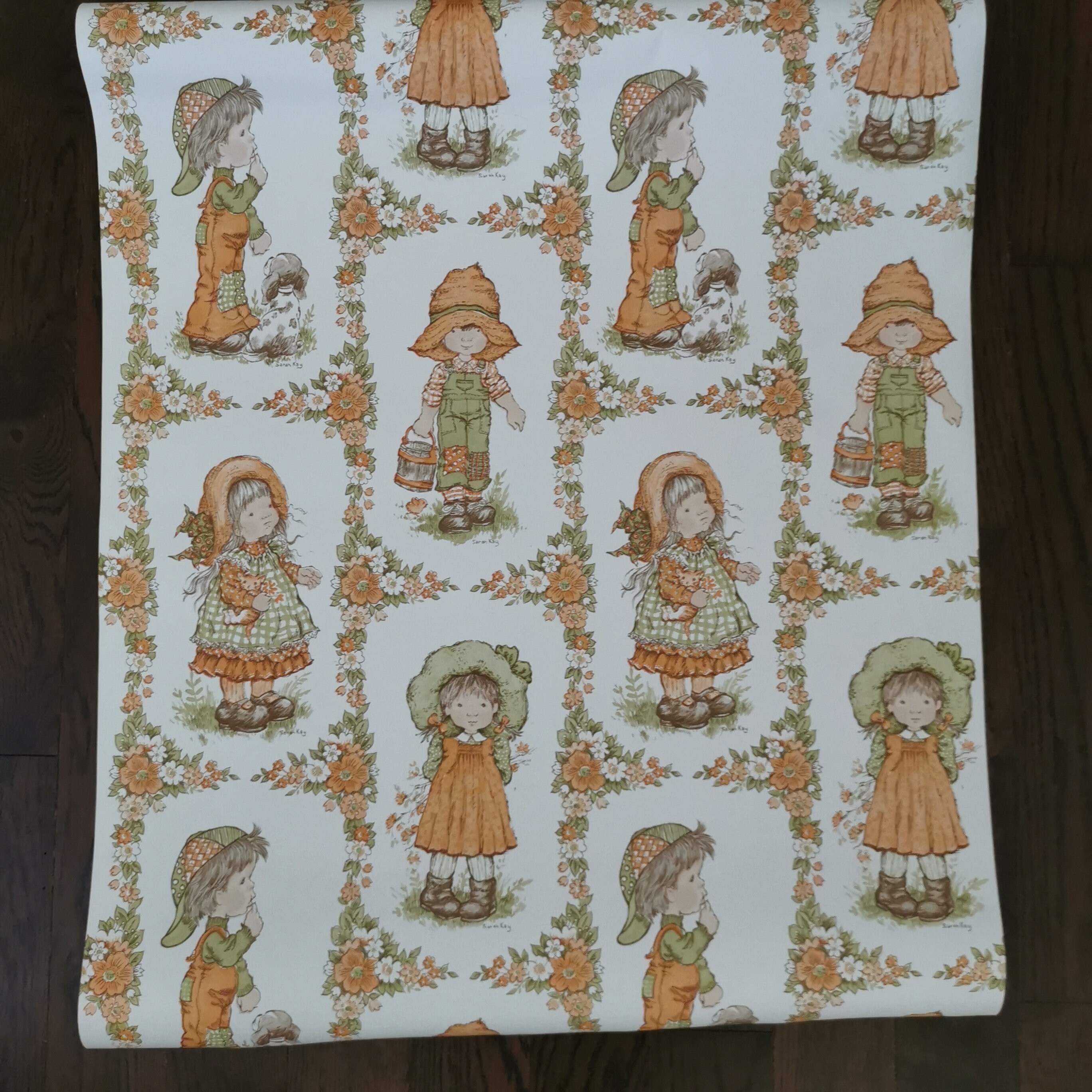 Vintage Sarah Kay Wallpaper Roll LENGTH UNKNOWN 24 - Etsy