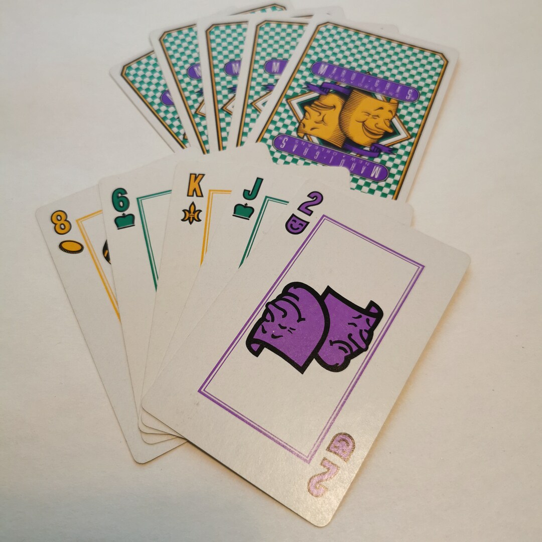 Vintage New Orleans Mardi Gras Playing Cards Set of 10, Yellow Gold ...