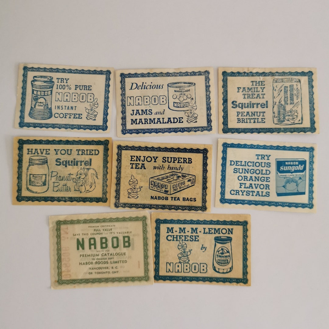 Nabob Foods Coupons Set of 8 Vintage Coffee Jam Peanut Butter Canada ...
