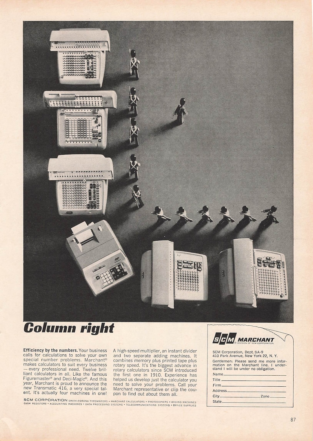 1964 SCM Marchant Calculator Vintage Print Ad Toy Soldiers Adding ...