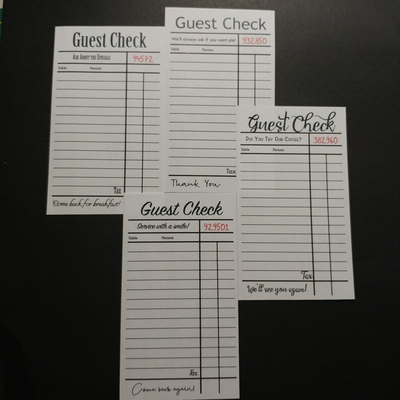 Printable Guest Checks, Junk Journalling Scrapbook Paper Ephemera ...