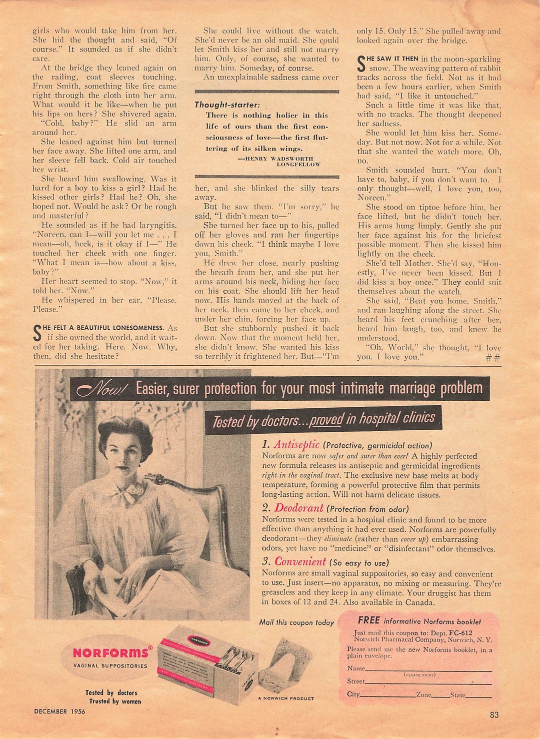 1956 Norforms Vaginal Suppositories Vintage Print Ad Intimate - Etsy