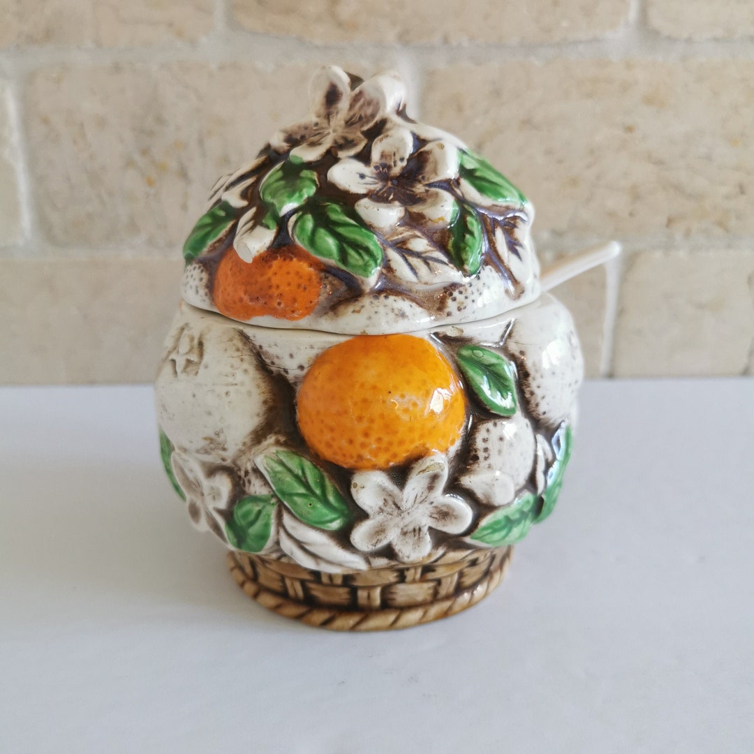 Cozy Marmalade Jar With Lid Vintage, Ceramic Jelly Jam Jar Oranges W ...