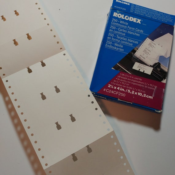Index Business Cards Vintage Rolodex White Continuous Feed Cards ...