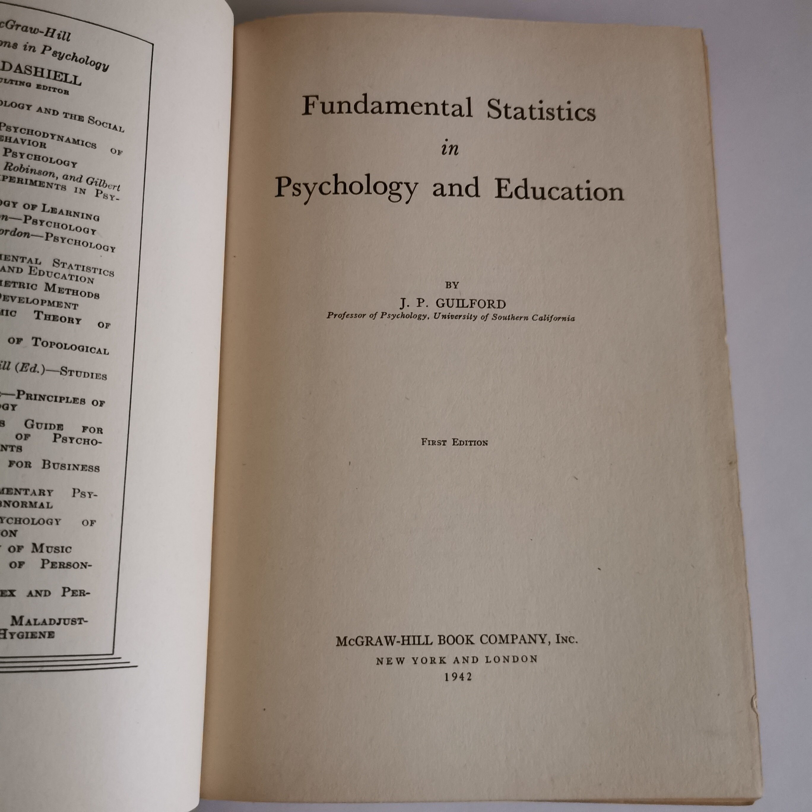 1942 Fundamental Statistics in Psychology & Education Book, Vintage Red ...