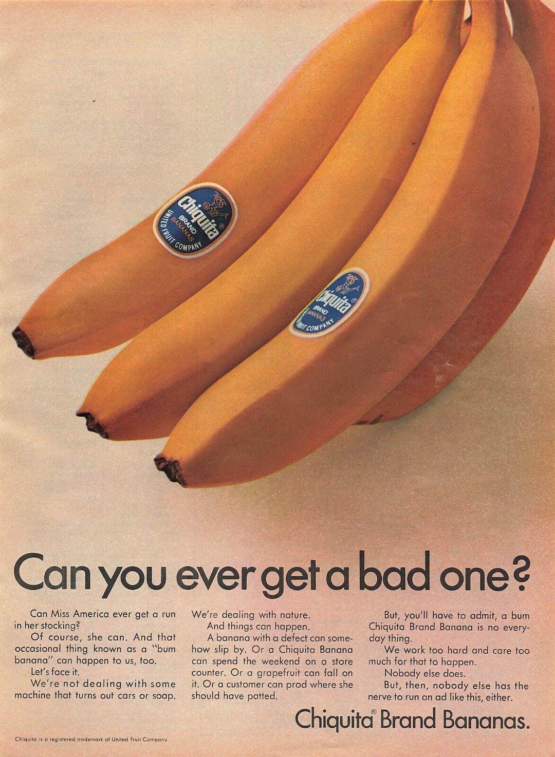 1967 Chiquita Bananas Vintage Print Ad Can You Ever Get a Bad One ...