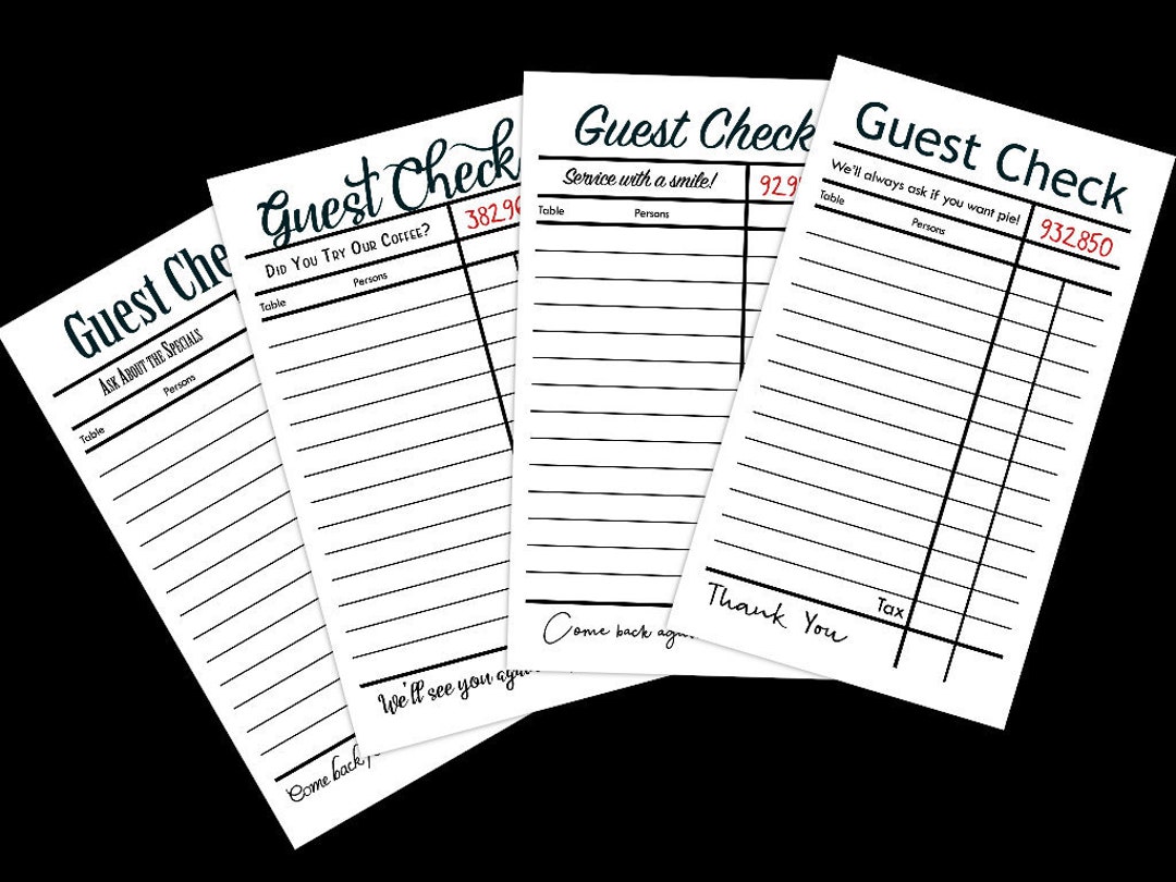 Printable Guest Checks, Junk Journalling Scrapbook Paper Ephemera ...
