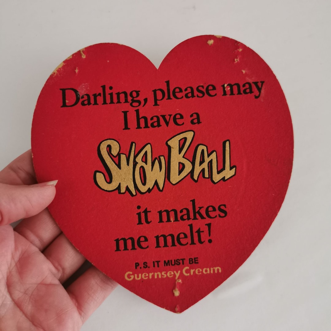 Vintage Snowball Heart Shape Coaster Guernsey Cream Cocktail 2-sided ...