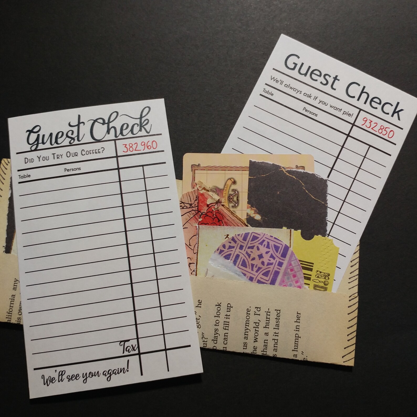 Printable Guest Checks, Junk Journalling Scrapbook Paper Ephemera ...
