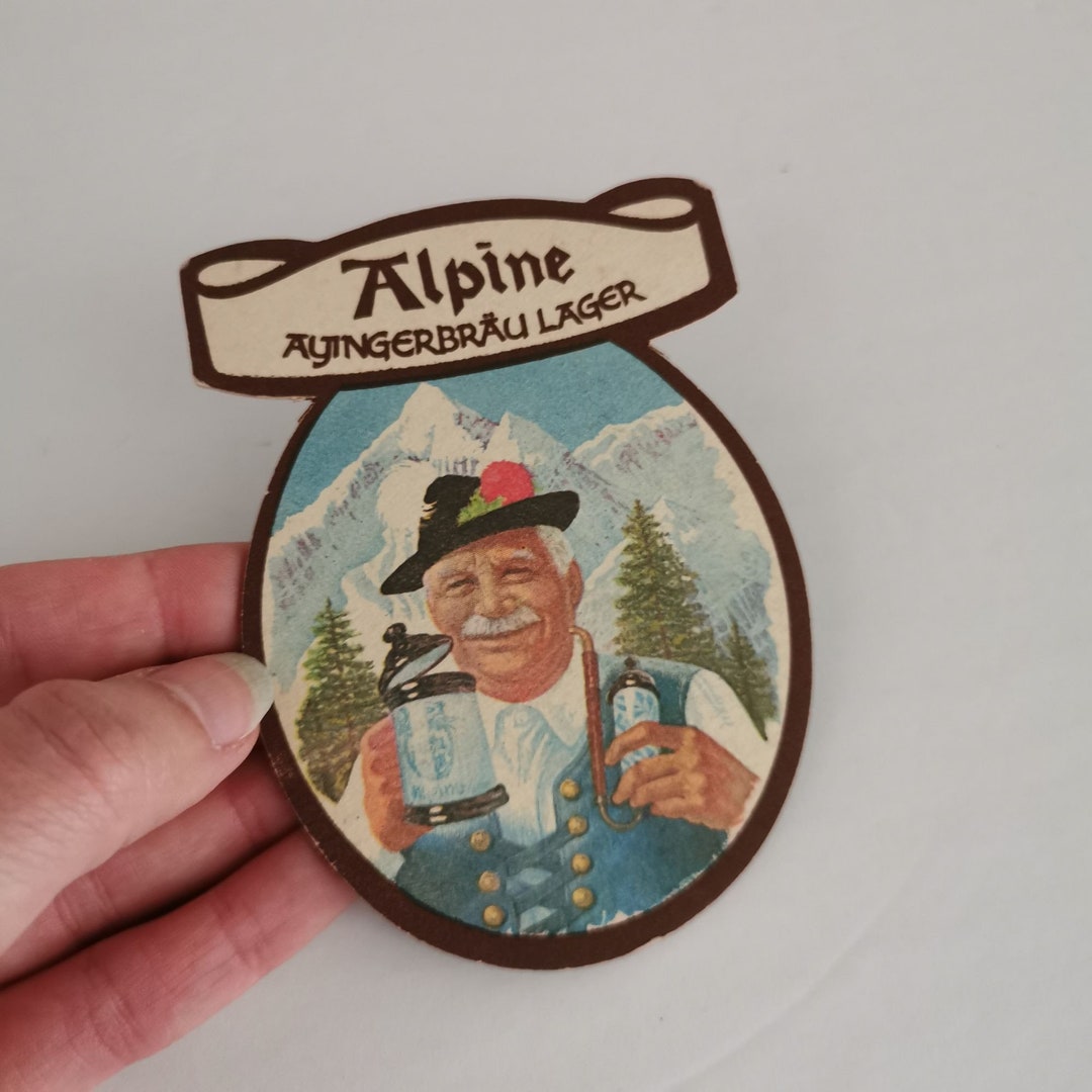 Vintage Alpine Lager Coaster Beer Drink Mat 2-sided Bavarian ...