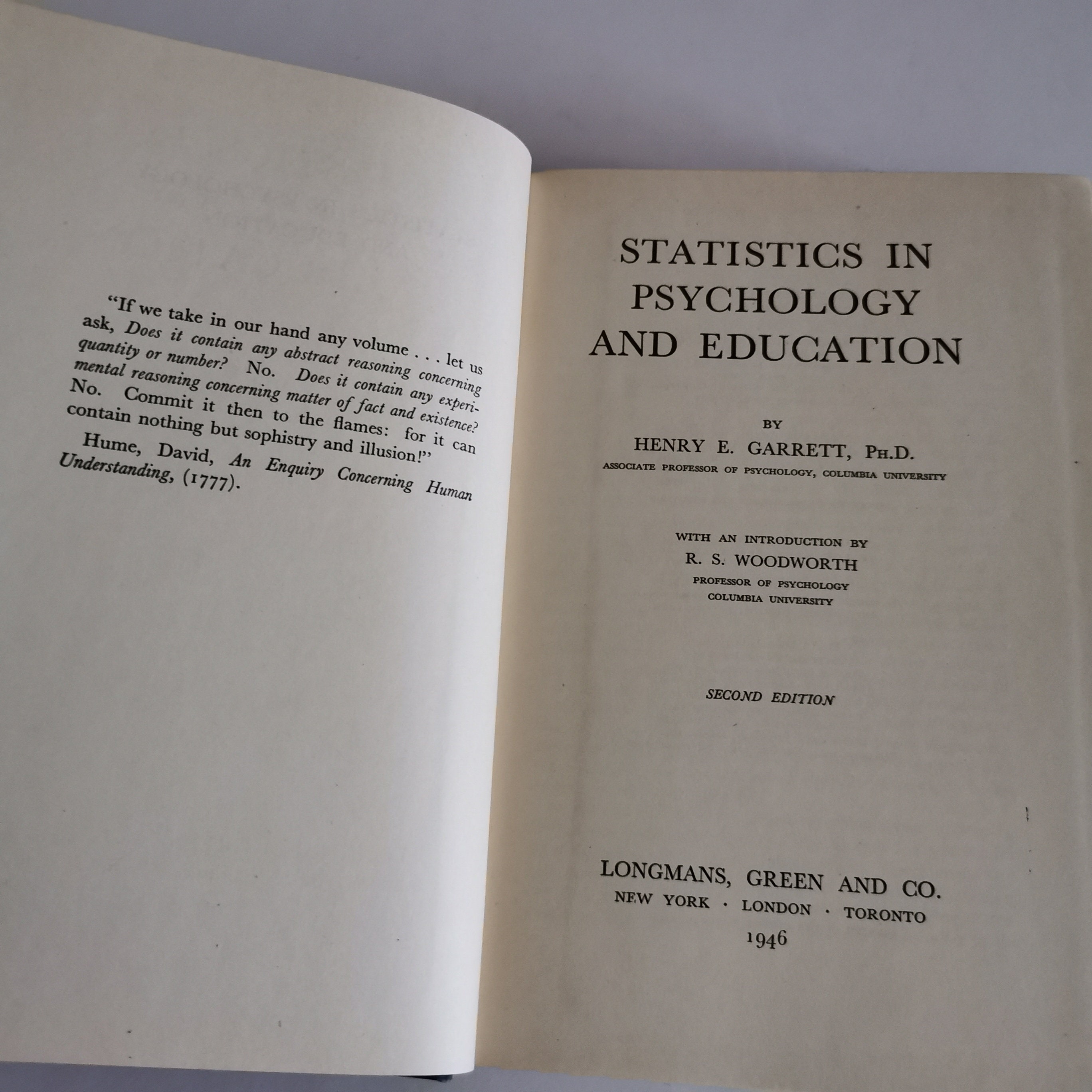 1946 Statistics in Psychology & Education Book by Henry Garrett ...