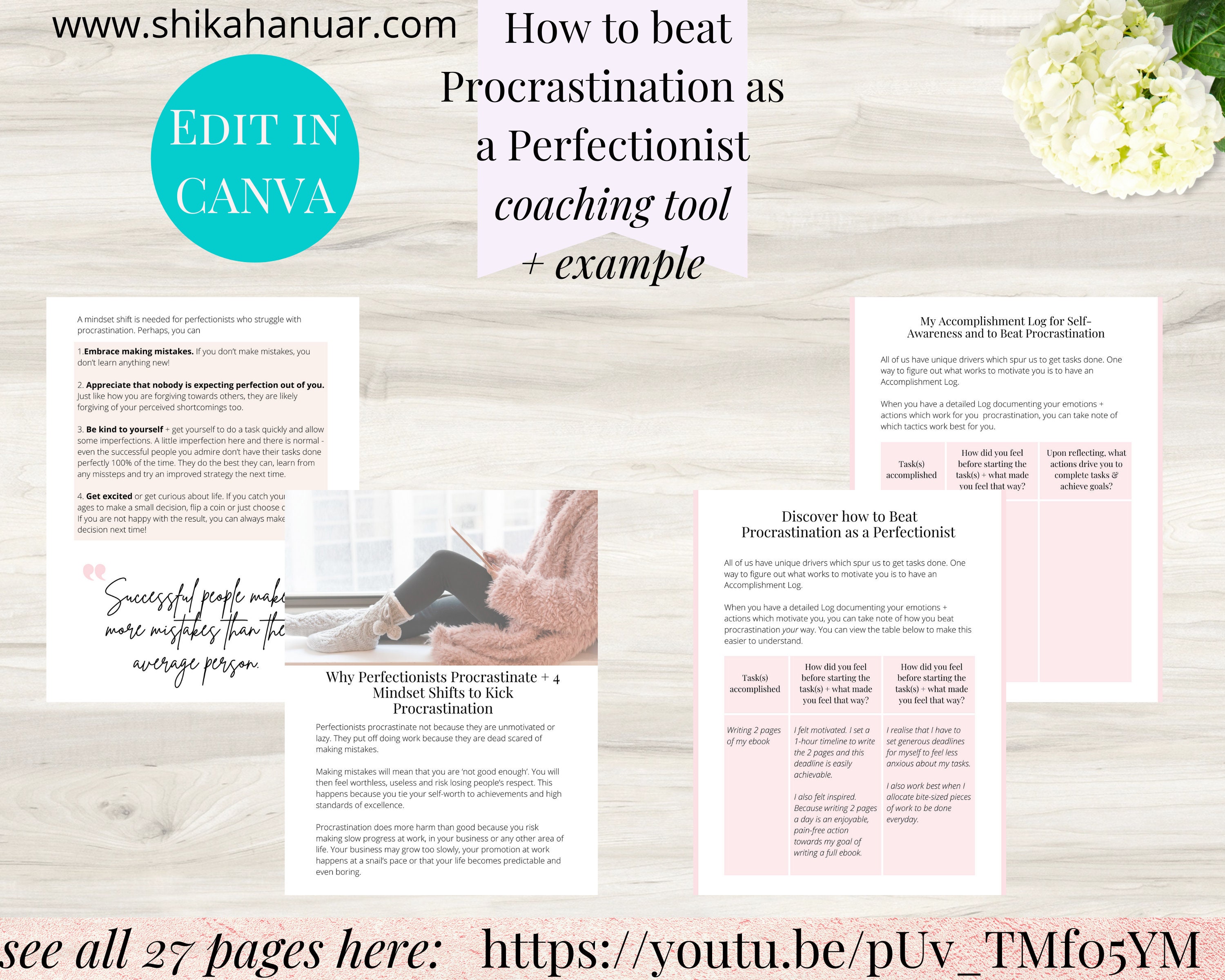 Overcome Perfectionism Life Coach Workbook Coaching Workbook | Etsy