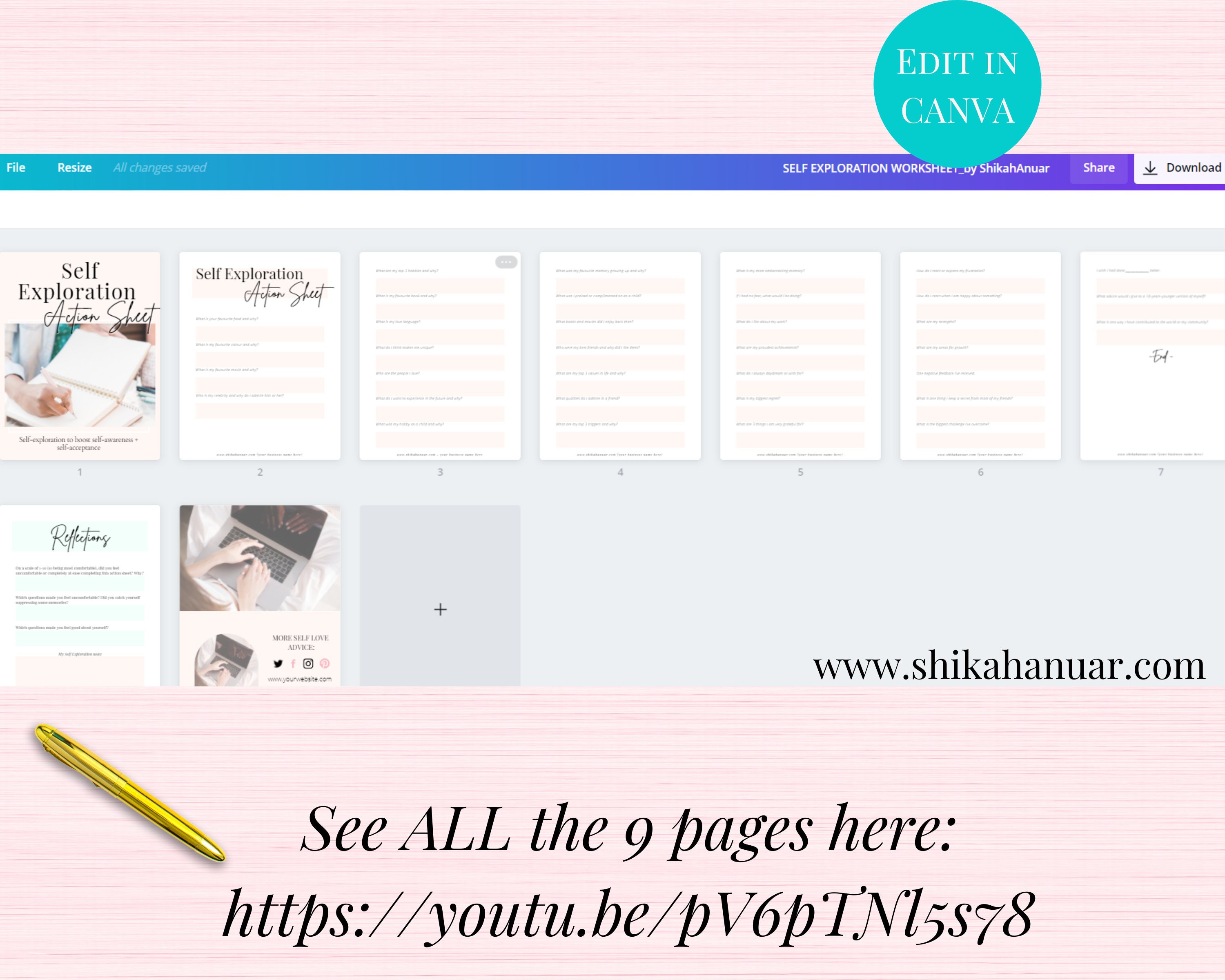 Self Exploration Coaching Tool | Editable Coaching Worksheets ...